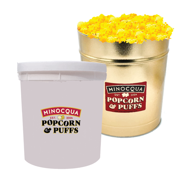 3 Gal- One Flavor Bucket | Minocqua Popcorn & Puffs
